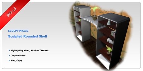 Second Life Marketplace - *Sculpt Magic* Rounded Shelf // Mod & Copy