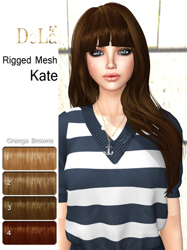 Second Life Marketplace - =DeLa*= Mesh Hair "Kate" Orange Browns