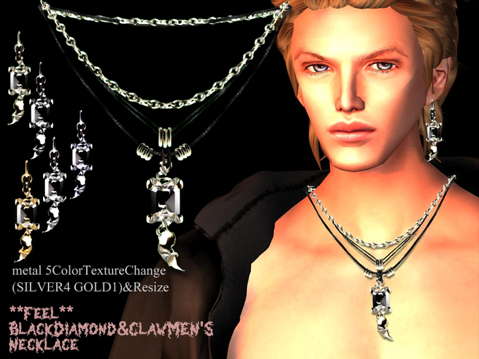 Second Life Marketplace - **Feel**BlackDiamond&ClawMEN'SNecklace