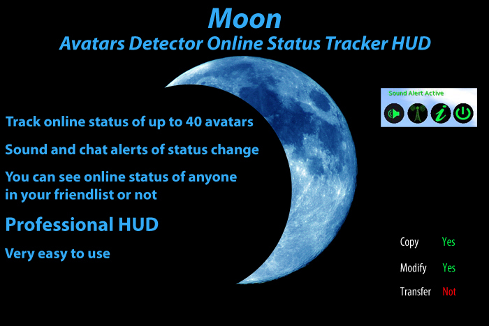 Second Life Marketplace - Moon Avatars Detector Online Status Tracker HUD