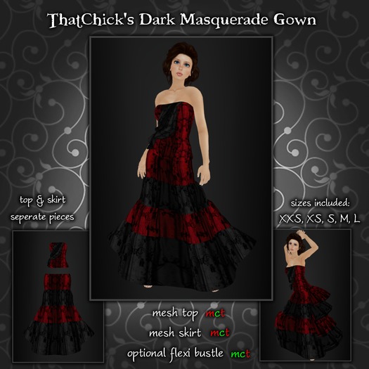 Second Life Marketplace - ~tc~ Dark Masquerade Gown - red