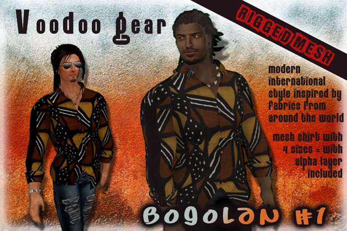 Second Life Marketplace - !Voodoo Gear! Men's MESH Dress Shirt "Bogolan ...