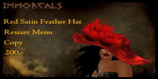 Second Life Marketplace - IMMORTALS RED SATIN FEATHER HAT Second Life Marketplace - IMMORTALS RED SATIN FEATHER HAT