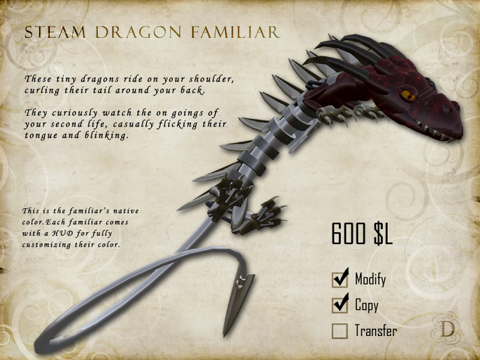 Second Life Marketplace - Steam Dragon Familiar - Shoulder Pet