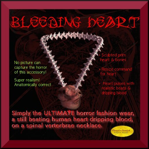 Second Life Marketplace - Bleeding Heart Necklace with heartbeat SB ...
