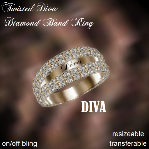 Second Life Marketplace - Twisted DIVA Diamond Band Ring For Her (BOXED)