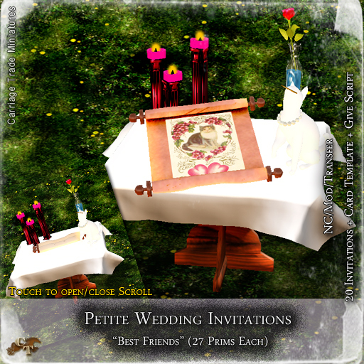 Second Life Marketplace - @CTM@ Petite Wedding Invitations Best Friends