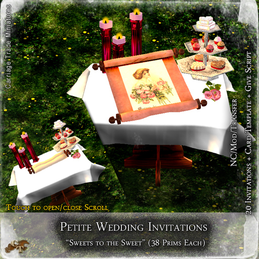 Second Life Marketplace - @CTM@ Petite Wedding Invitations Sweets to ...