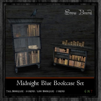 Second Life Marketplace - Snow Bound - Midnight Blue Bookcase Set - BOXED