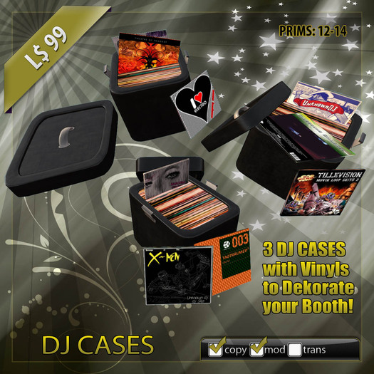 Second Life Marketplace - DJ CASES - 3 PACK with Vinyls Deco your Booth ...