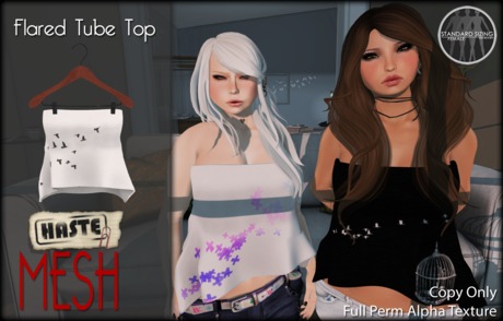 Second Life Marketplace - [Haste] Flared Tube Top - Birds Shirt ~MESH~