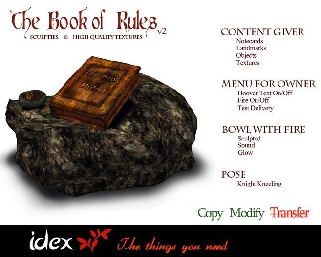 Second Life Marketplace - The Book of Rules | Content Giver | Bowl Fire