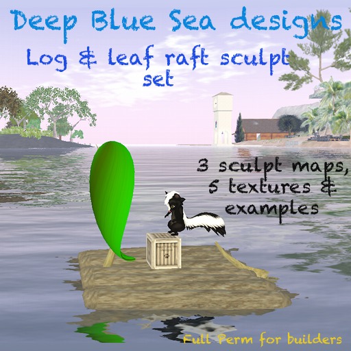 Second Life Marketplace - DBS Log & Leaf Raft sculpt kit (crated)