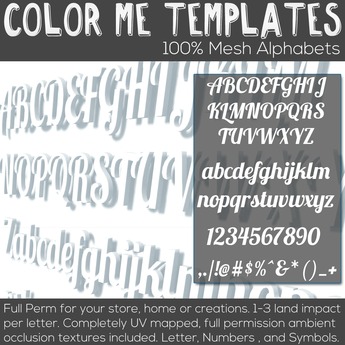 Second Life Marketplace - CMT - FULL PERM - Mesh Alphabet Letters ...