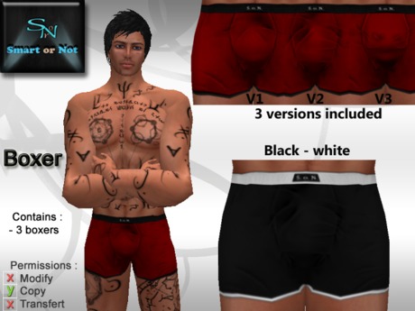 Second Life Marketplace - Boxer black white