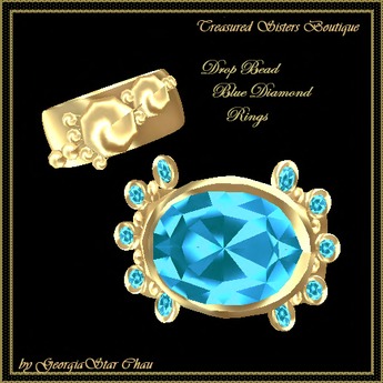 Second Life Marketplace - TST Drop Bead Blue Diamond Rings