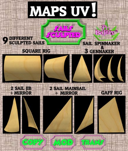 Second Life Marketplace - 9 DIFFERENT PROFESSIONAL SAILS SCULPTED ...