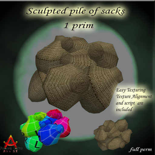 Second Life Marketplace - sculpted pile of sacks full perm 1 prim
