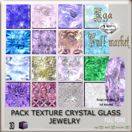 Second Life Marketplace - PACK TEXTURE CRYSTAL GLASS JEWELRY