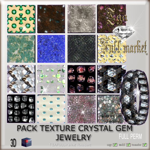 Second Life Marketplace - PACK TEXTURE CRYSTAL GEM JEWELRY