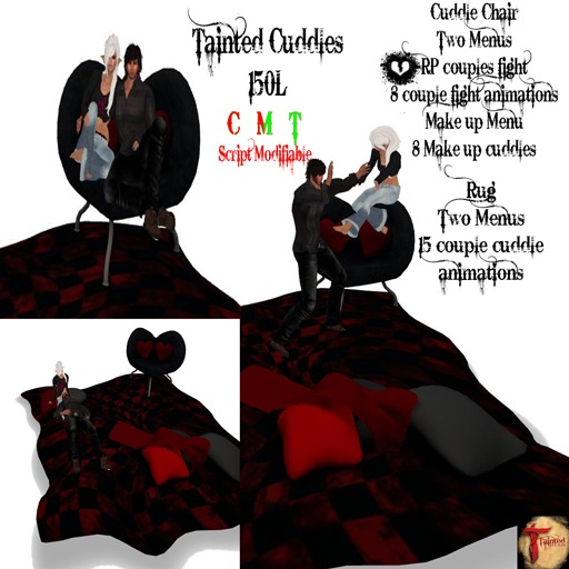 Second Life Marketplace - Tainted Love Cuddle Set Black & Red