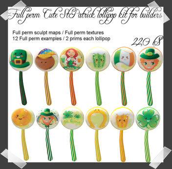 Second Life Marketplace - Full Perm Cute Saint Patrick lollipop kit for ...