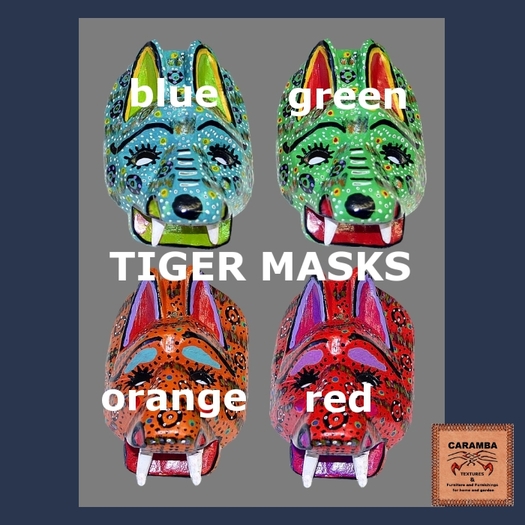 Second Life Marketplace - Mexican painted clay tiger masks (textures)