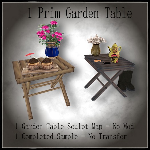 Second Life Marketplace - 1 Prim Garden Table - BOXED