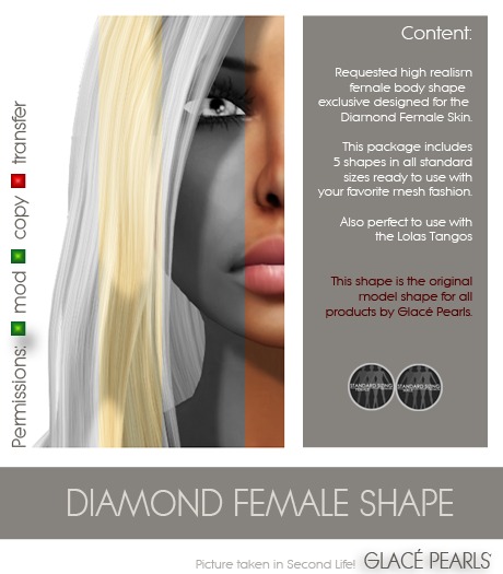Second Life Marketplace - :: GLACE PEARLS :: Diamond Female Shape ...