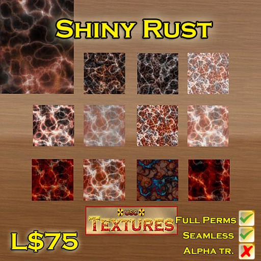 Second Life Marketplace - USC Textures - Shiny Rust