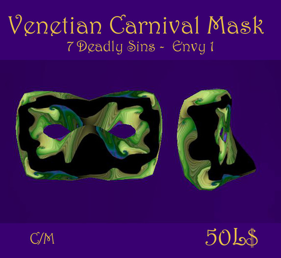 Second Life Marketplace - Sculpted Venetian Carnival Mask - 7 Deadly ...