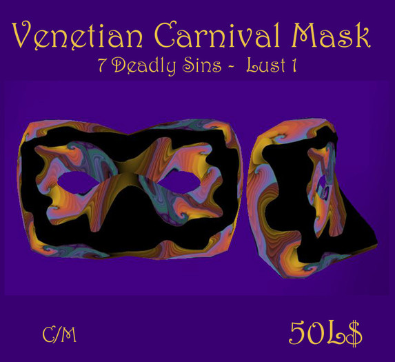 Second Life Marketplace - Sculpted Venetian Carnival Mask - 7 Deadly ...