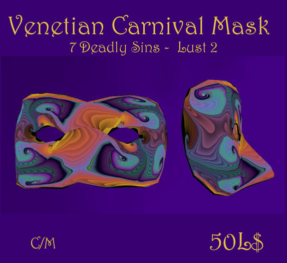 Second Life Marketplace - Sculpted Venetian Carnival Mask - 7 Deadly ...