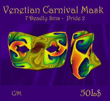 Second Life Marketplace - Sculpted Venetian Carnival Mask - 7 Deadly ...
