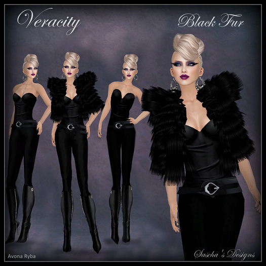 Second Life Marketplace - SAS - Veracity Fur Black (Full Outfit)
