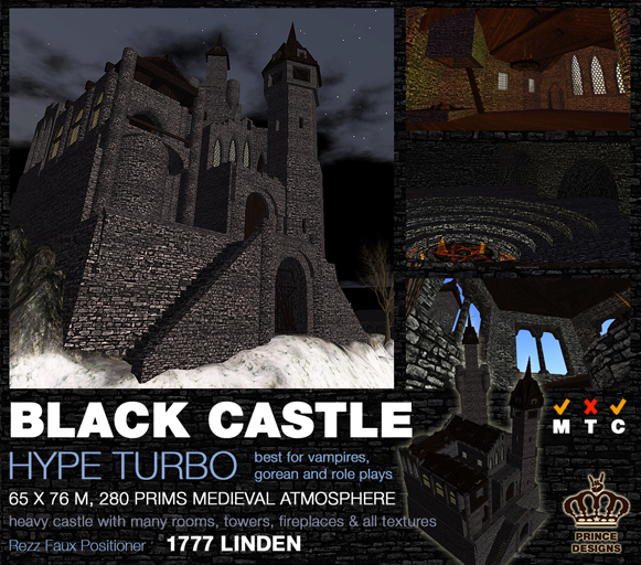 Second Life Marketplace - BLACK CASTLE 65 X 76 m, 280 prims