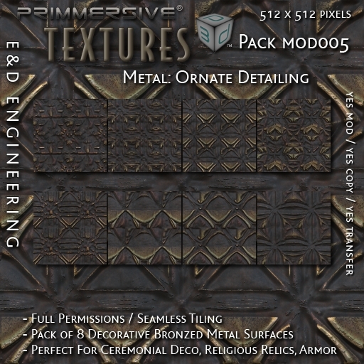 Second Life Marketplace - [MOD005] 8 Seamless Aged Dark Bronze Textures ...