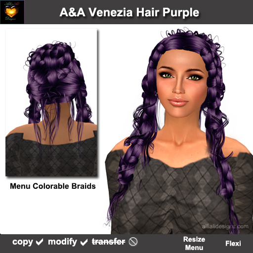 Second Life Marketplace - A&A Venezia Hair Purple. Medieval/neo-rococo ...