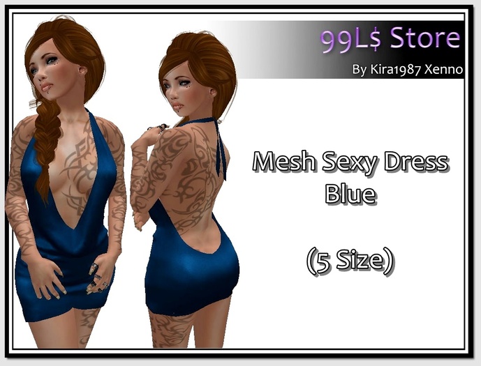 Second Life Marketplace Mesh Sexy Dress Blue