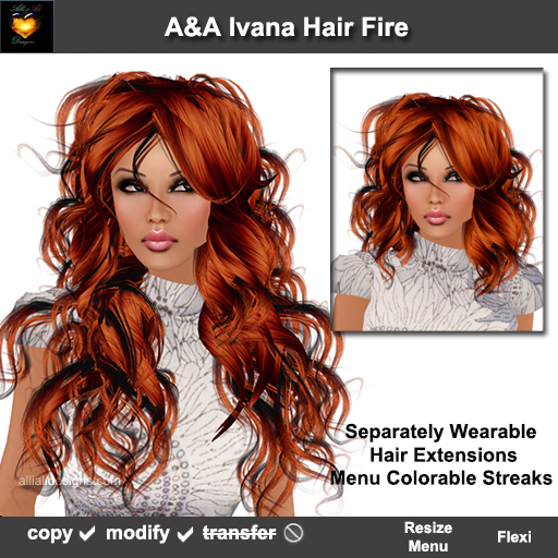 Second Life Marketplace - A&A Ivana Hair Fire (Speciail Color). Rich ...