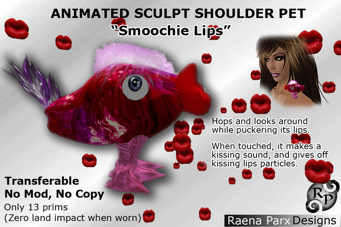 Second Life Marketplace - "SMOOCHIE LIPS" SHOULDER PET - SCULPT ...