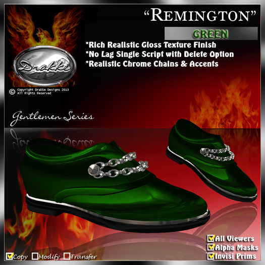 Second Life Marketplace - !Drakke! "Remington" Men's Formal Shoe (Green ...