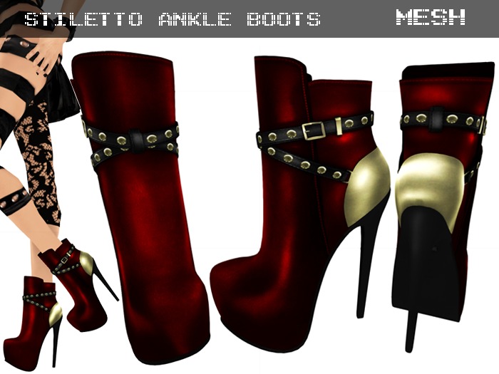 Second Life Marketplace - Stiletto Ankle Boots RGB Circle Studs - Mesh