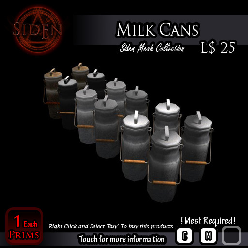 Second Life Marketplace - Milk Cans Second Life Marketplace - Milk Cans