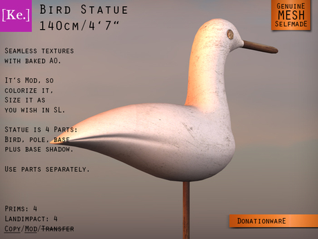 Second Life Marketplace - [Ke.] Bird Statue (Mesh)