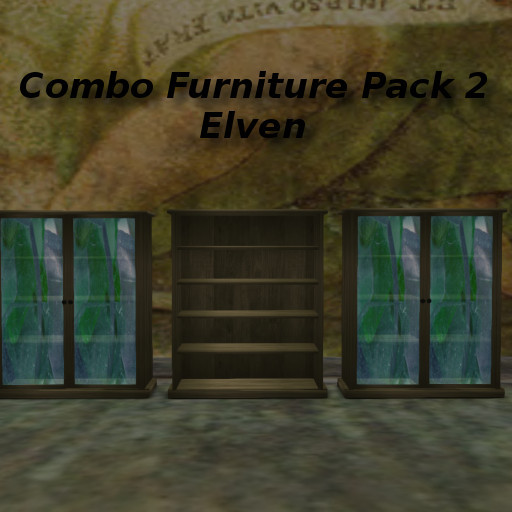 Second Life Marketplace - Bookcase Set Glass & Section Shelves Elven 2