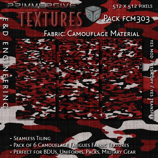 Second Life Marketplace - [FCM303] 6 512px Seamless Red, White, Black ...