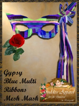 Second Life Marketplace - *Goddess* Gypsy Blue Multi Mesh Mask with Ribbons