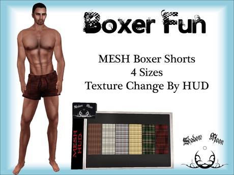 Second Life Marketplace - MESH Boxer Fun - Plaid Texture Change
