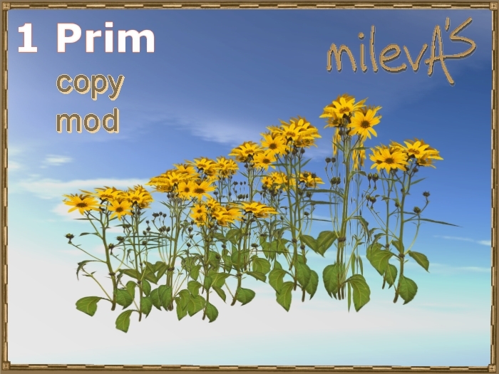 Second Life Marketplace - milevA's 1-Prim 3D g3 Black Eyed Susan Yellow